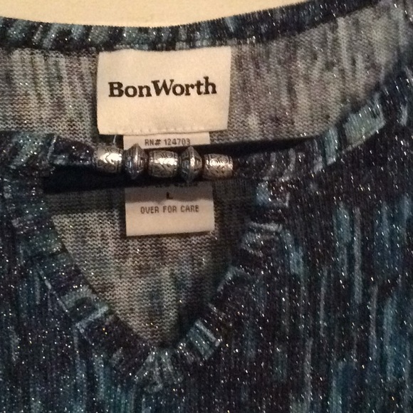 BonWorth | Tops | Nwt Bonworth Shimmery Teal Blue Knit Top | Poshmark